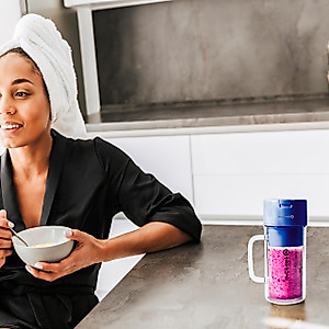 BlendQuik, Personal Portable Blender For Shakes & Smoothies, Leakproof & Stylish Portable Mason Jar Shaker, Rechargeable Mini Blender with 10-Blade Blending System 14oz, Dark Blue