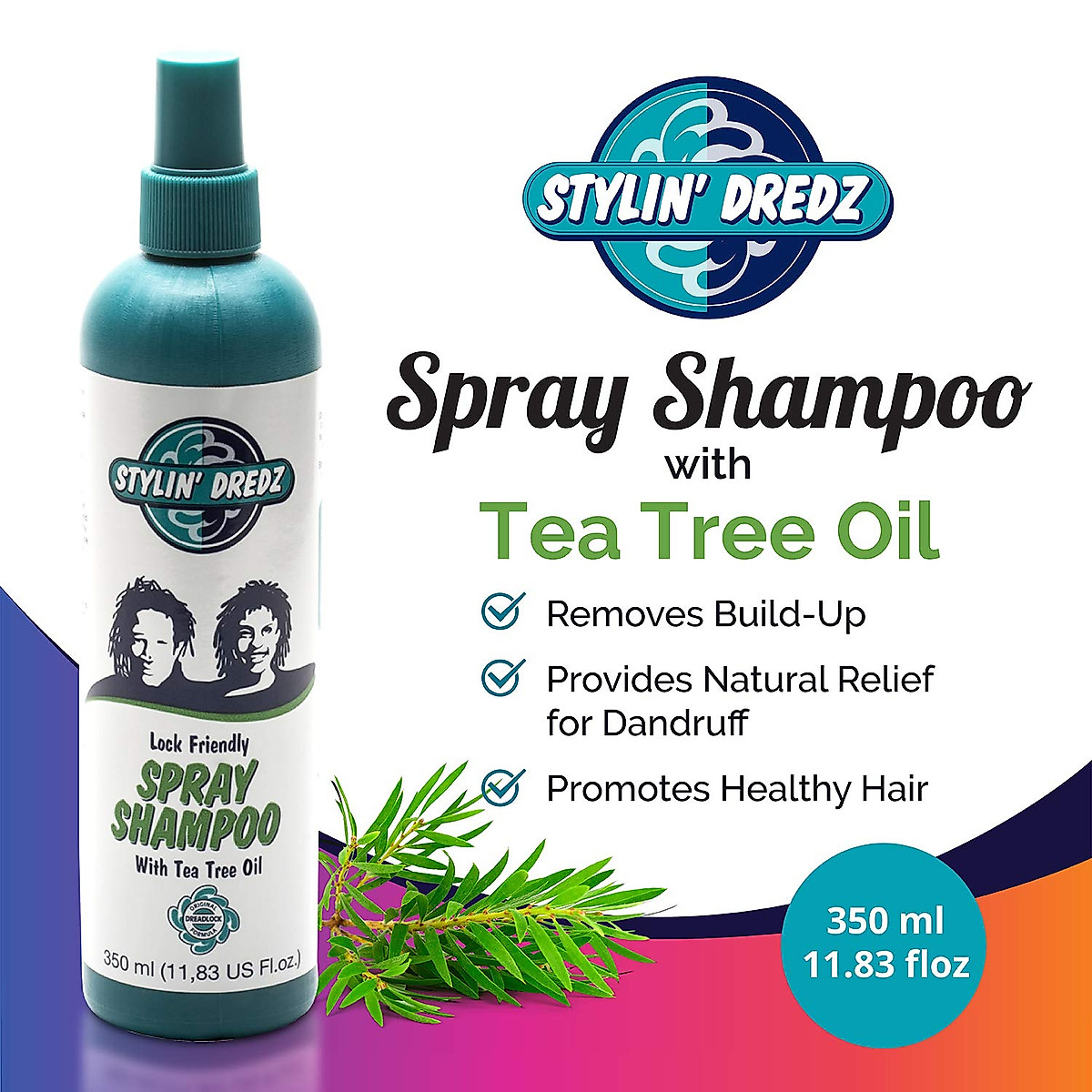 Stylin Dredz Spray Shampoo - Dreadlock Shampoo - Residue Free with Tea Tree Oil - 350 ml Single