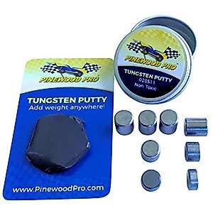 Pinewood Pro 1oz Tungsten Putty and 3oz Tungsten Cylinders - Weights for use on Derby Cars