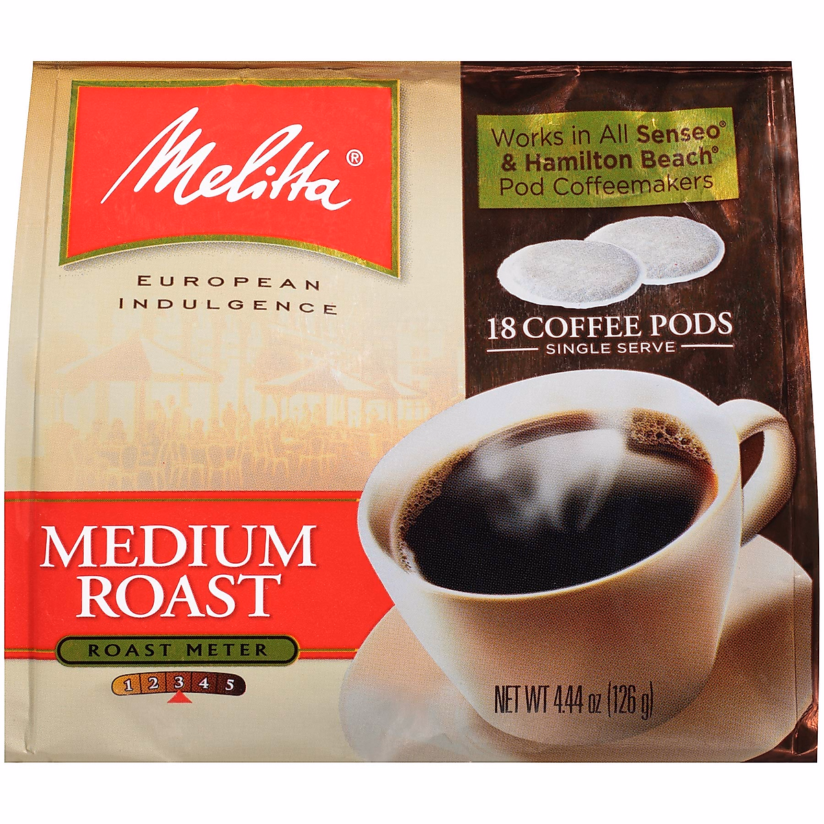 Melitta Coffee Pods, Medium Roast, 18 Count (Pack of 6) 108 Total Pods