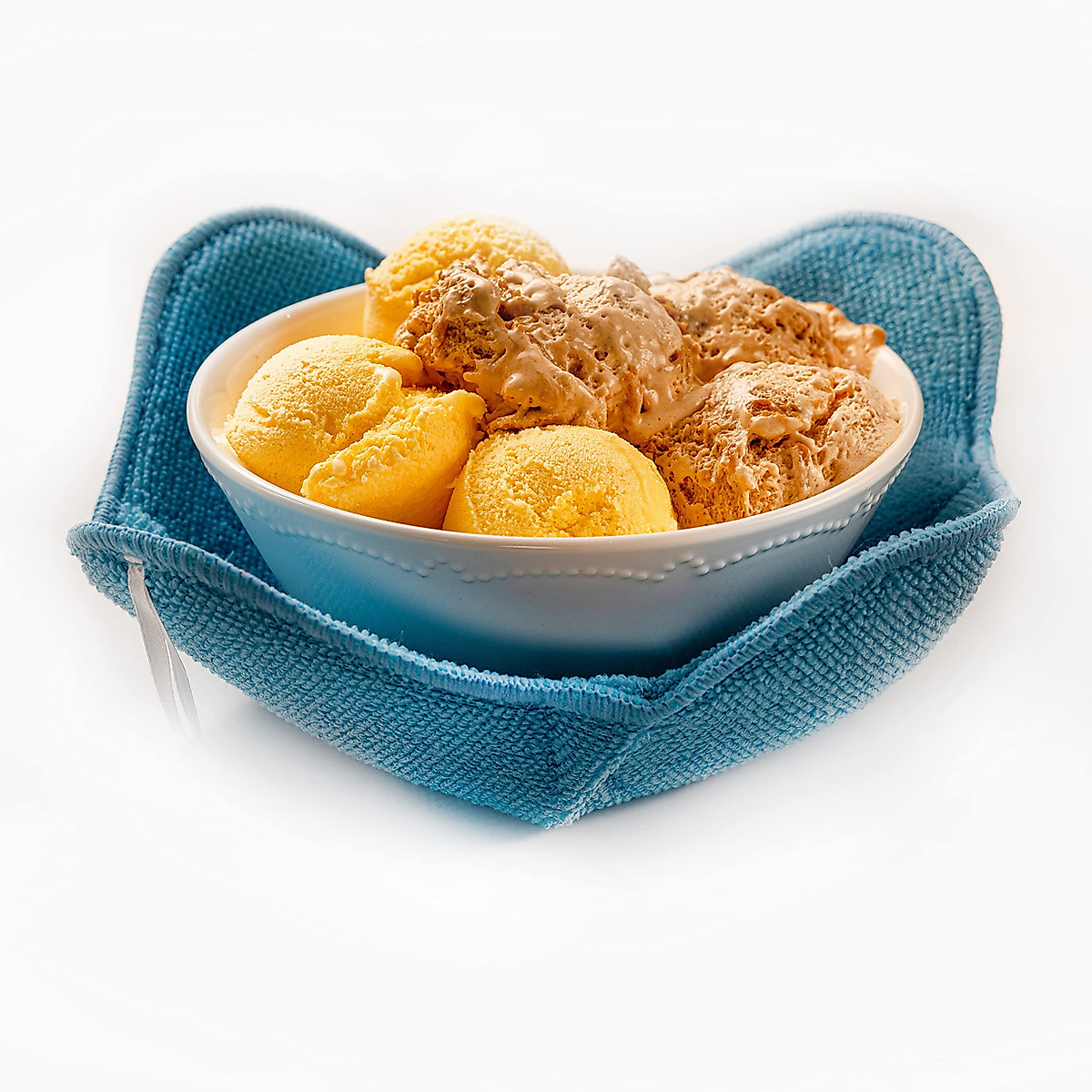 Microwave Bowl Cozy Huggers Set of 4 – Durable and Reliable – for Hot and Cold Bowls, Plates and Dishes Bowl Holder for Microwave – Bowl Cozies Ideal Household Gift by Sheff Store (Blue)