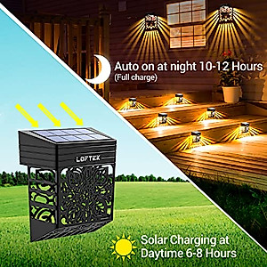 LOFTEK Solar Deck Lights, 8 Pack Solar Fence Lights, Outdoor Garden Decorative Lights, Dusk to Dawn, Waterproof, Fence Post Solar Wall Light for Railing, Patio, Pool, Backyard, Stair, Step, Warm White
