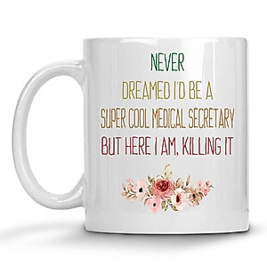 Medical Secretary Appreciation, Nurture Fulfilling Careers Gift for Women - Gray 11 Oz White Ceramic Coffee Mug