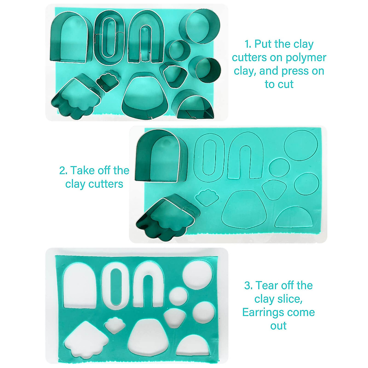 11Pcs Polymer Clay Cutters, iButliv Classic Shapes Clay Earring Cutters Molds for Polymer Clay Jewelry Pendant Necklace Making, Minimalist Geometric Shape Cookie Cutters