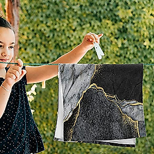 Jucciaco Black Marble Hand Towel for Bathroom Kitchen, Absorbent Luxury Black and Grey Marble Bath Hand Towels Decorative, Soft Polyester Cotton Towels for Hand, 28x14 inches, Set of 2