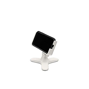 WeatherTech DeskFone Two View White Universal Phone Holder for Flat Surfaces, Office, Kitchen, Nightstand - White Plastic Knobs