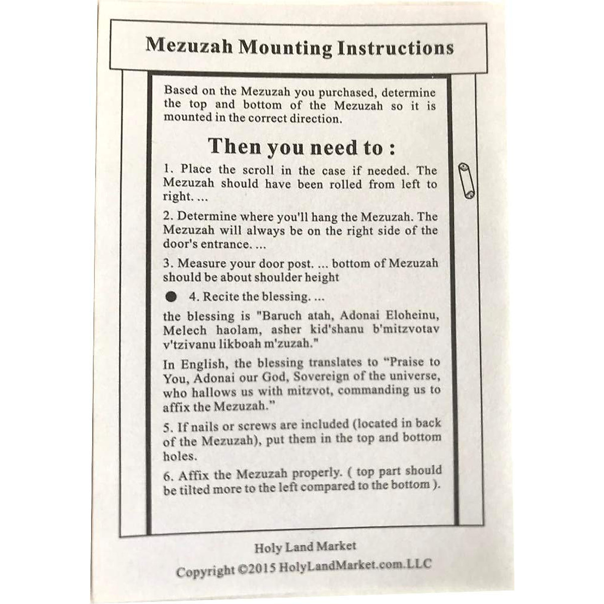 Holy Land Market Elijah The Prophet Home House or Office Blessing Mezuzah