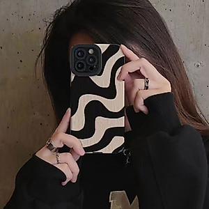 Yebowe Compatible with iPhone 14 Pro Max Case Cute Zebra Stripes Pattern for Women Girls Wave Aesthetic Elegant Soft Silicone Protective Case Cover for iPhone 14 Pro Max Beige