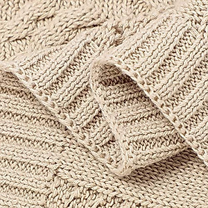 mimixiong Cotton Baby Blanket Knitted Crochet Receiving Crib Nursery Swaddling Blankets for Newborn Baby Boy Girl White 30x40 Inch