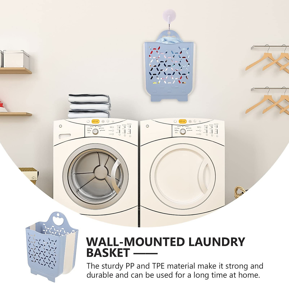 Zerodeko Collapsible Laundry Basket Wall Mount Laundry Basket Laundry Hamper Sundries Storage Holder Clothes Basket Dirty Clothes Organizer Basket for Clothes Basket for Laundry