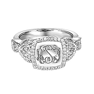 Getname Necklace Personalized Custom Engraved Classic Monogram Ring Sterling Silver 925 Wedding Band Ring Mother's Day Jewelry