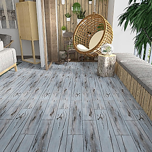 CHIHUT 6"x36" Waterproof Vinyl Flooring Planks Blue Peel and Stick Vinyl Flooring Self Adhesive Wood Grain Vinyl Floor Tile for Bathroom Kitchen RV DIY Flooring 16 Pack Laminate Flooring Planks