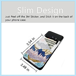 BayPastel X Adhesive Cell Phone Credit Card Stick On Wallet Holder Phone Pocket Pouch Sleeves for iPhone,Samsung Android and All Smartphones (Summer Mountain)