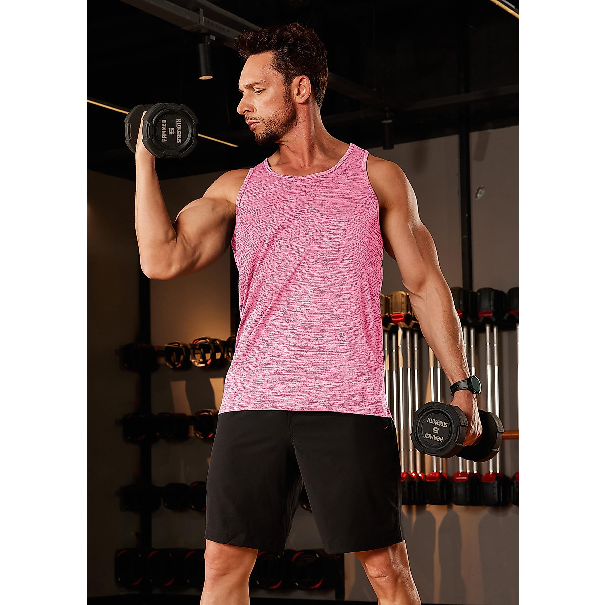 MAGCOMSEN Tank Tops for Men Running Tank Tops Men Gym Shirts Men Sleeveless Mens Shirts Workout T Shirts for Men Tank Top Athletic Shirts for Men Pink
