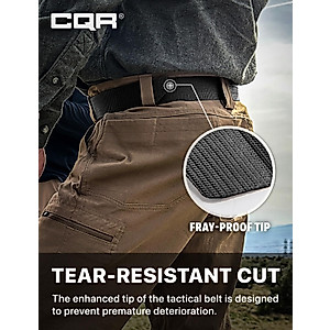CQR Tactical Belt, Military Style Heavy Duty Belt, Webbing EDC Quick-Release Buckle, 2pack Plastic Flip Tab Black/Black, Large