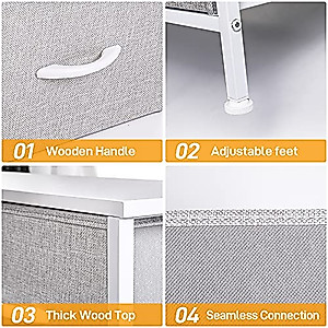 TOOCAPRO Short Fabric Dresser with 5 Drawers Dresser Organizer Large Capacity for Living Room Bedroom Closet Nursery Easy Pull Put Wooden Handles Light Gray 39“ 12” 22“