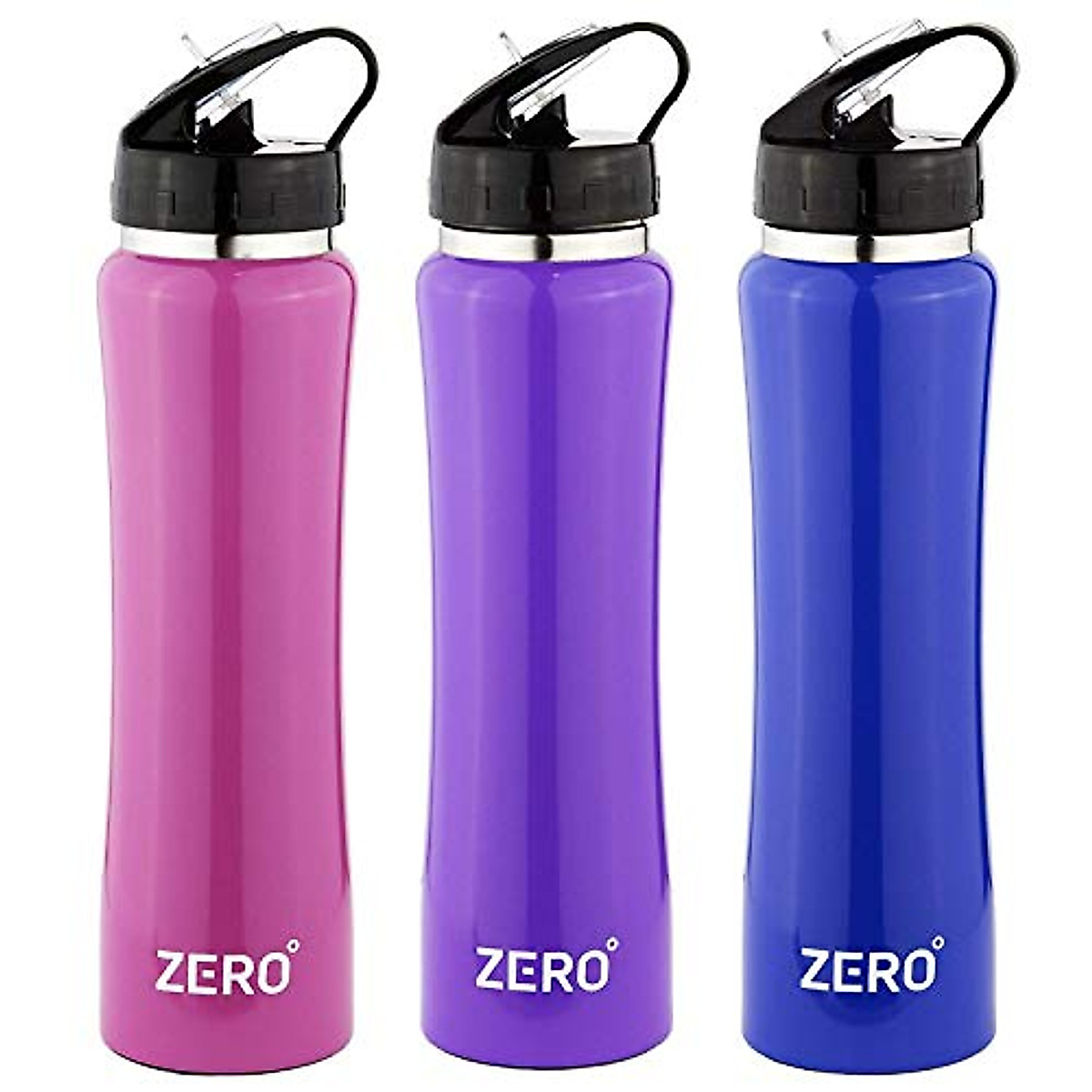 Zero Degree Stainless Steel Water Bottle with Straw and Leak Proof Lid, Vacuum Insulated Double Wall Sport Bottle Keeps Drinks Cold for 12 Hours (18oz Blue)