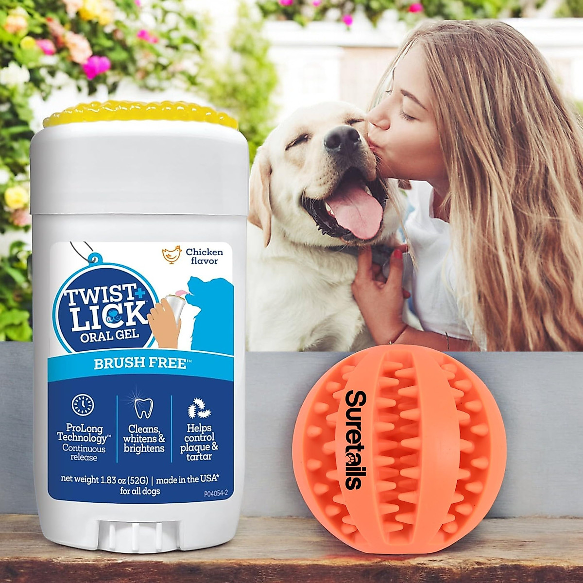 Vetality Brush Free Oral Gel for Dogs | Bundled with Teeth Cleaning Pet Chew, Vet-Formulated Pet Oral Stick, Prolong Technology, Cleans Teeth & Gums, Easy Application, Safe for Breeds - [Pack of 2]