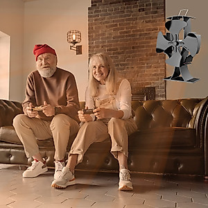 WESTLEY Wood Stove Fan Heat Powered, 4-Blade Fireplace Fan, Stove Fan for Wood/Log Burner/Fireplace, Increases 80% More Warm Air Than 2 Blade Fan, with Magnetic Thermometer