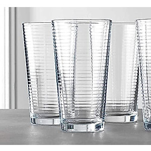 Glaver's Drinking Glasses - Set of 10 - Highball Glass Cups, Premium Quality Cooler 17 Oz. Ribbed Glassware. Ideal for Water, Juice, Cocktails, and Iced Tea. Dishwasher Safe.