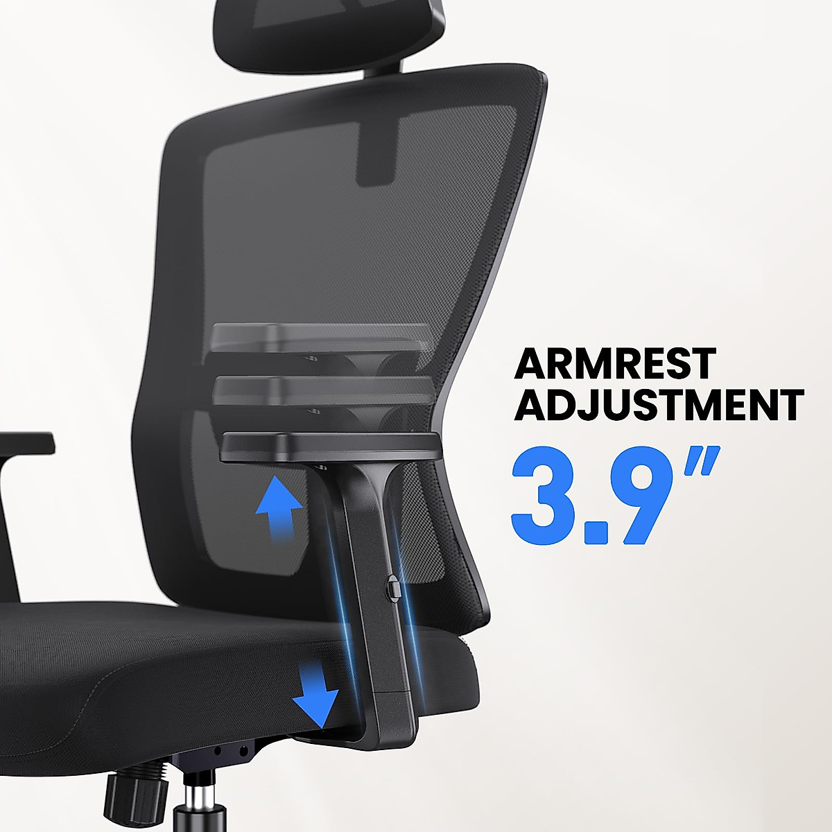 NOBLEWELL Office Chair Ergonomic Office Chair with Large Seat, Lumbar Support Computer Chair, Desk Chair with Adjustable Headrest, Armrest