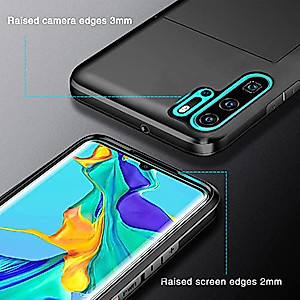 Asuwish Phone Case for Huawei P30 Pro with Tempered Glass Screen Protector and Credit Card Holder Wallet Cover Hard Hybrid Cell Accessories Hawaii P30Pro P 30 Pro30 Women Men Black