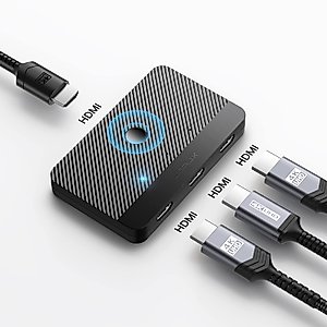 4k@60Hz HDMI 2.0 Switch Splitter with 3.3FT HDMI Cable, JSAUX HDMI Switcher 3 in 1 Out, 3 Port HDMI Selector, Support 4K, 3D, HDCP 2.2, 1080P, HDR Compatible with PS5, PS4, HDTV, Fire Stick, Roku, PC