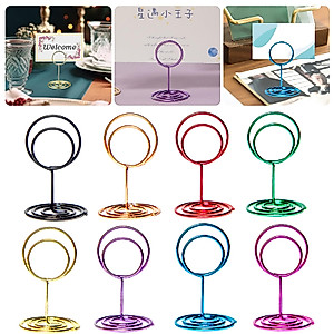 YESBAY 20pcs Place Card Holders Table Card Display Holder Heart Round Shape Table Number Holders Metal Stand for Wedding Events More Securely Display Tables Cards Name Menus Anniversary Decor Purple