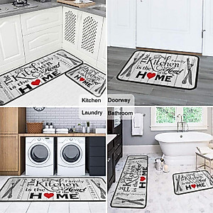 Sunopas Farmhouse Kitchen Rug 2 Pieces Set, Washable Non-Slip Kitchen Sink Rustic Decor Carpet, Home Water Absorb Microfiber Cushioned Kitchen Floor Standing Mats 17"x47"+17"x30"