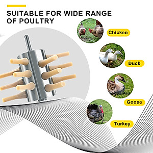 ZenxyHoC Chicken Plucker Drill Attachment, 3/8" MPT Shank Stainless Steel Chicken Plucker Machine, 18 Soft Fingers Poultry Defeathering Machine for Chicken Turkey Pheasant