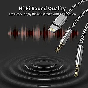 Aux Cord for iPhone, [Apple Mfi Certified] 3-in-1 iPhone Headphones Jack iPhone to car 3.5mm Aux Cord, Lightning to aux Adapter Compatible with iPhone 14/14Pro/13/13 Pro/13 Pro Max/12/12 Pro Max/11