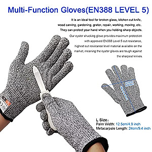 Oyster Shucking Knife, FRYOOGG Oyster Knife Oyster Knife Shucker Set With 5-level Protection Food Grade Oyster Shucking Knife Glove(L), Oyster Shucker Knife, Oyster Shucker, Oyster Shucking Kit(White)