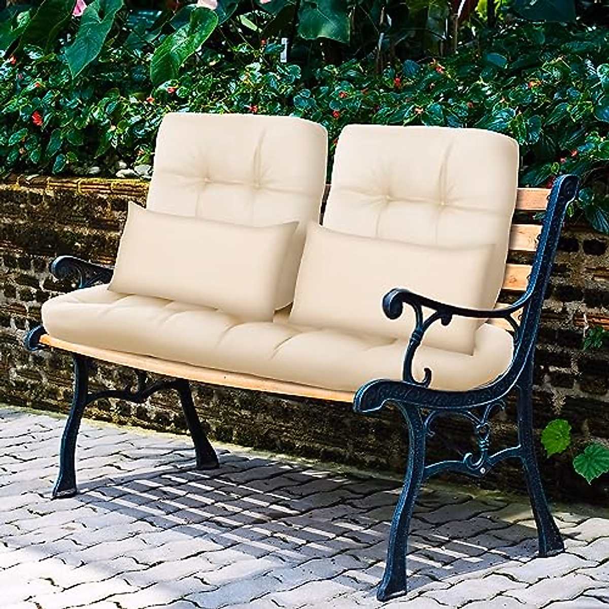 Maitys 5 Pieces Waterproof Wicker Chair Cushions Outdoor Couch Cushion Set Group Loveseat Lumbar Pillows for Patio Backyard Porch Garden Furniture(Beige)