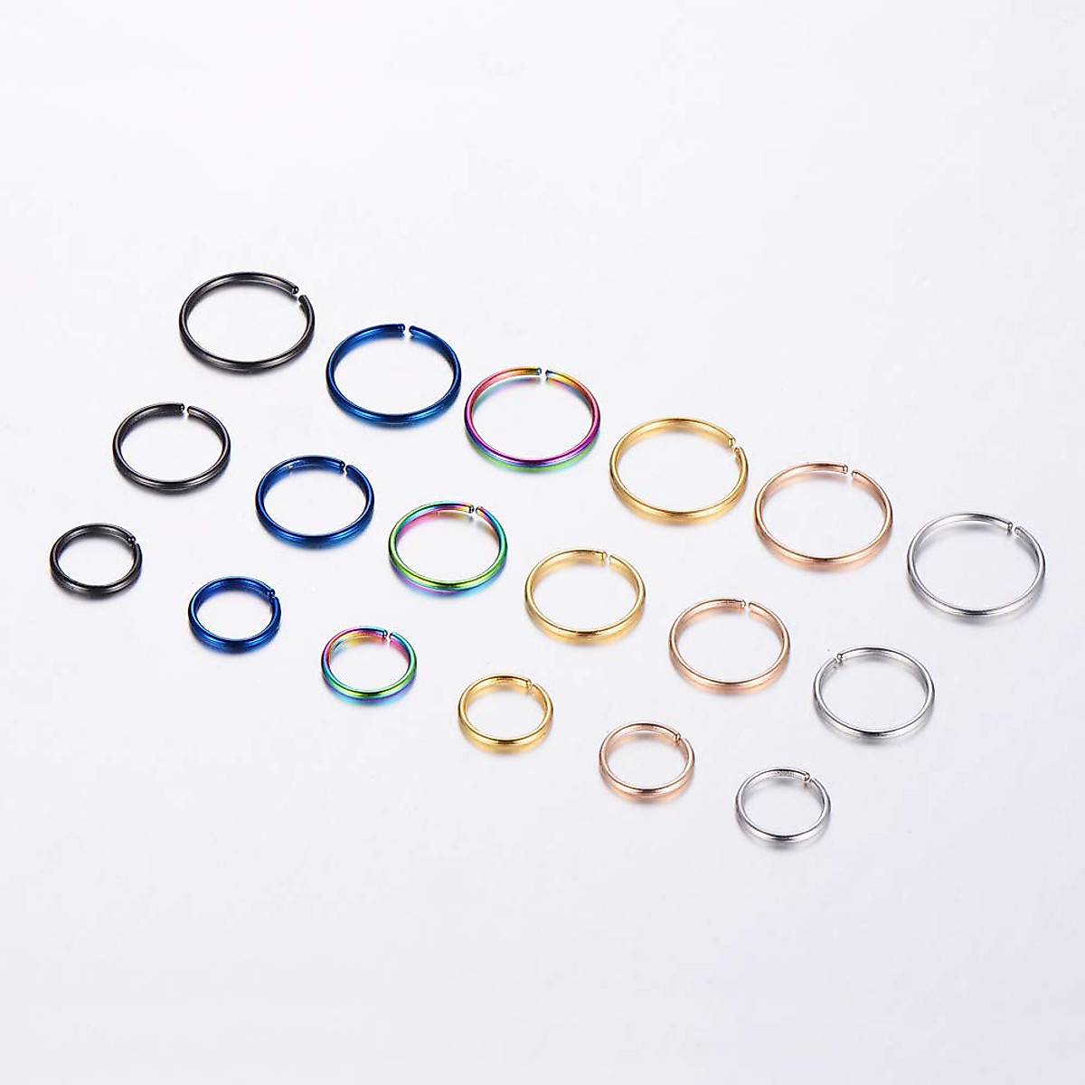 Xanowan Stainless Steel Hoop Nose Ring Cartilage Ring Set 6 Color Set for Men and Women