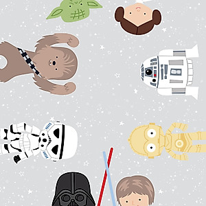 Lambs & Ivy Star Wars Galaxy Cotton Fitted Crib Sheet - Yoda/Darth Vader/R2D2