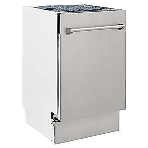 ZLINE 18" Tallac Series 3rd Rack Top Control Dishwasher in Stainless Steel and Traditonal Handle, 51dBa (DWV-304-18) (304 Stainless Steel)