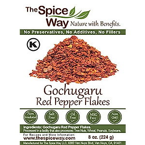 The Spice Way Gochugaru korean red pepper flakes - 8 oz – Premium Quality red pepper flakes & All-Natural Seasoning - Perfect Ingredient for Kimchi, Stir-Fries, Soups and More