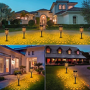 6 Pack Solar Garden Lights Outdoor Decor, Solar Path Lights Outdoor Waterpoof, Auto On/Off Solar LED Christmas Halloween Decorative Landscape Lighting for Yard Pathway Patio Walkway (Warm White)
