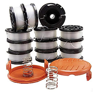 AF-100 Replacement Spool for Black and Decker String Trimmer Edger GH900 BESTA510 Weed Eater Spool Refills 30ft 0.065" Trimmer Line AF1003ZP, AF-100-3ZP, AF-100-BKP (12 Spools+ 2 Caps+2 Springs)