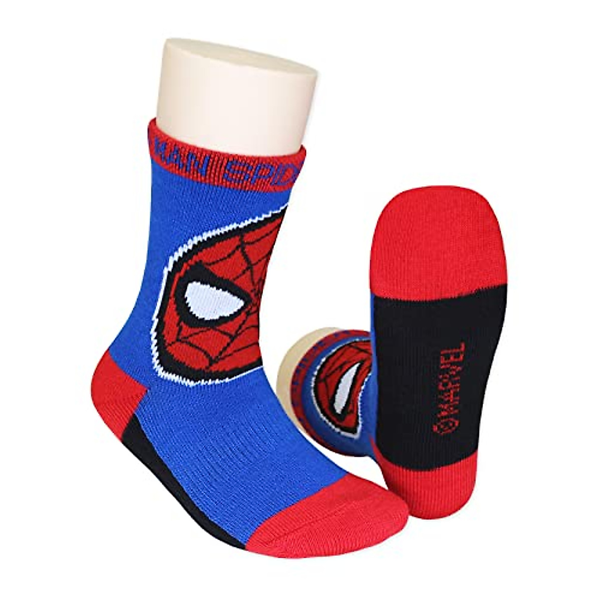Marvel Super Hero Adventures Spider-Man Boys Toddler Crew Socks, 6 pack, Multicolor, 5-7 Years