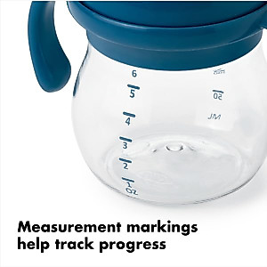 OXO Tot Transitions Soft Spout Sippy Cup with Removable Handles, Navy, 6 Ounce