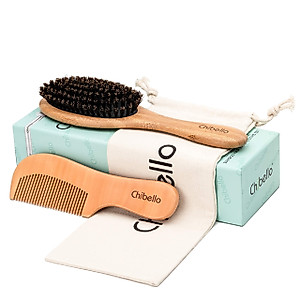 Boar Bristle Hair Brush Set - Designed for Kids, Women and Men. Natural Bristle Brushes Work Best for Thin and Fine Hair, Add Healthy Shine, Improve Texture, Reduce Frizz. Wood Wet Detangler Comb