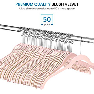 Premium Velvet Shirt Hangers (50 Pack) Non Slip Clothes Hangers, Ultra Slim Hangers Gain 50% Closet Space, 360° Swivel Hook, Clothes Hangers for Tops, Dress Shirts, Blouses, Strappy Dresses, Delicates