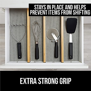 Gorilla Grip Drawer and Shelf Liner and Manual Hand Held Can Opener, Shelf Liner Size 17.5 In x 10 FT, Strong Grip, Large Lid Openers for Kitchen, Both in Gray, 2 Item Bundle