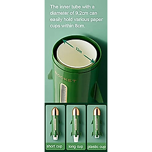 Jaugufiy Rocket Shape Disposable Paper Cup Dispenser Wall Mounted Cup Storage Disposable Cup Holder with Tea Bag Storage Box for Home Office (Green)