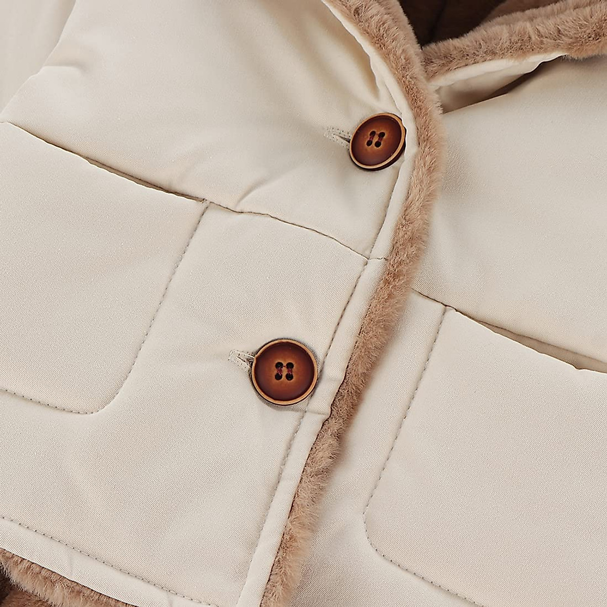 WEONEDREAM Unisex Baby Boys Girls Winter Fur Coat Toddler Puffer Jacket with Hood 6-12M Infant Warm Outfits Pretty Baby Fleece Lined Outerwear(Coffee,80)