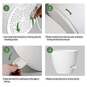 WOUSIWER 10 inch Self Watering Planters, 2 Pack Large Plastic Plant Pots with Deep Reservior and High Drainage Holes for Indoor Outdoor Plants and Flowers, White