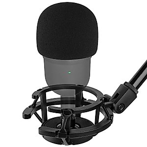 Silence Razer Mini Shock Mount with Foam Windscreen Cover, Anti-Vibration Suspension Shockmount Mic Holder Clip Pop Filter to Blocks Out Plosives for Seiren USB Streaming Microphone AVATAR