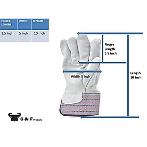 G & F Products unisex adult Safety Cuff Regular Grade work gloves, Grey, Large Pack of 5 US