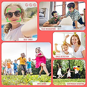 Digital Camera, Kids Camera for Teens Boys and Girls, 48MP 2.7K Digital Camera with 16X Digital Zoom, 32 GB SD Card and 2 Batteries Included (Red)